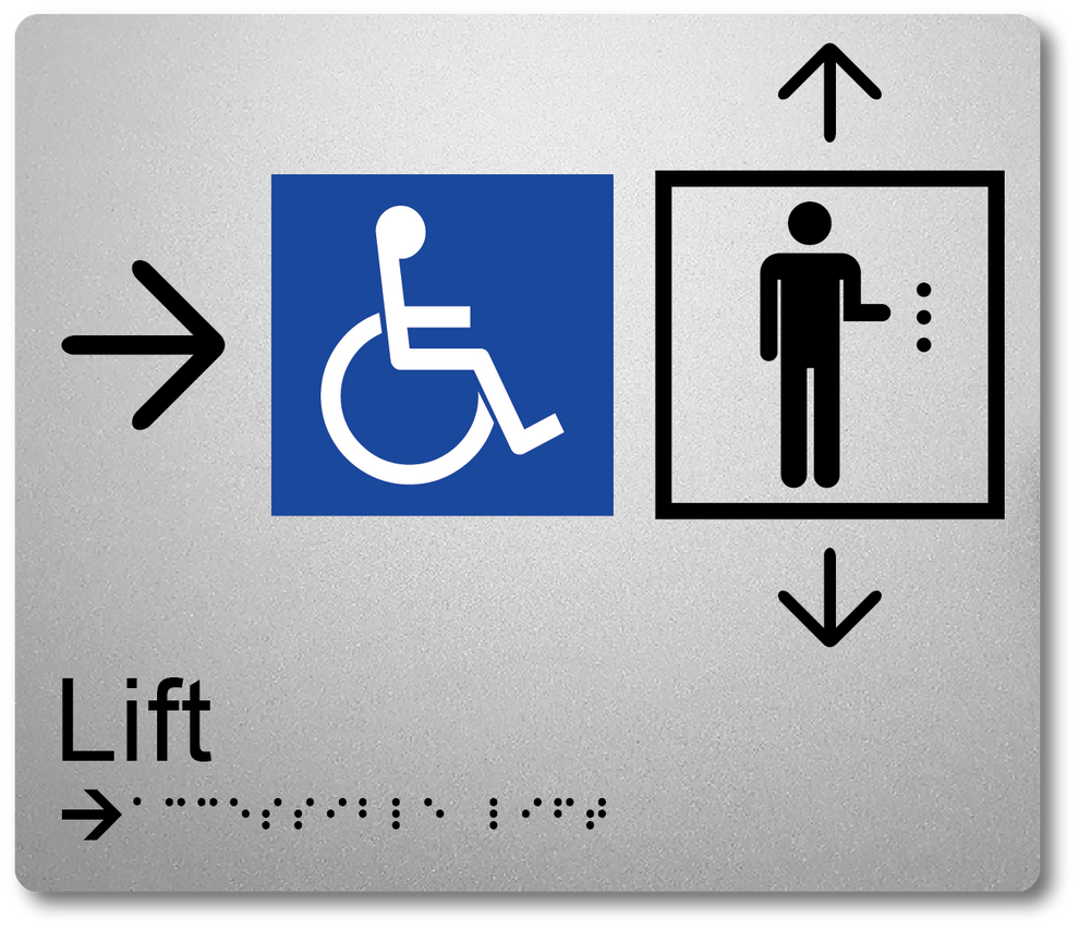 Braille Lift Sign (Right Arrow) - Braille Co