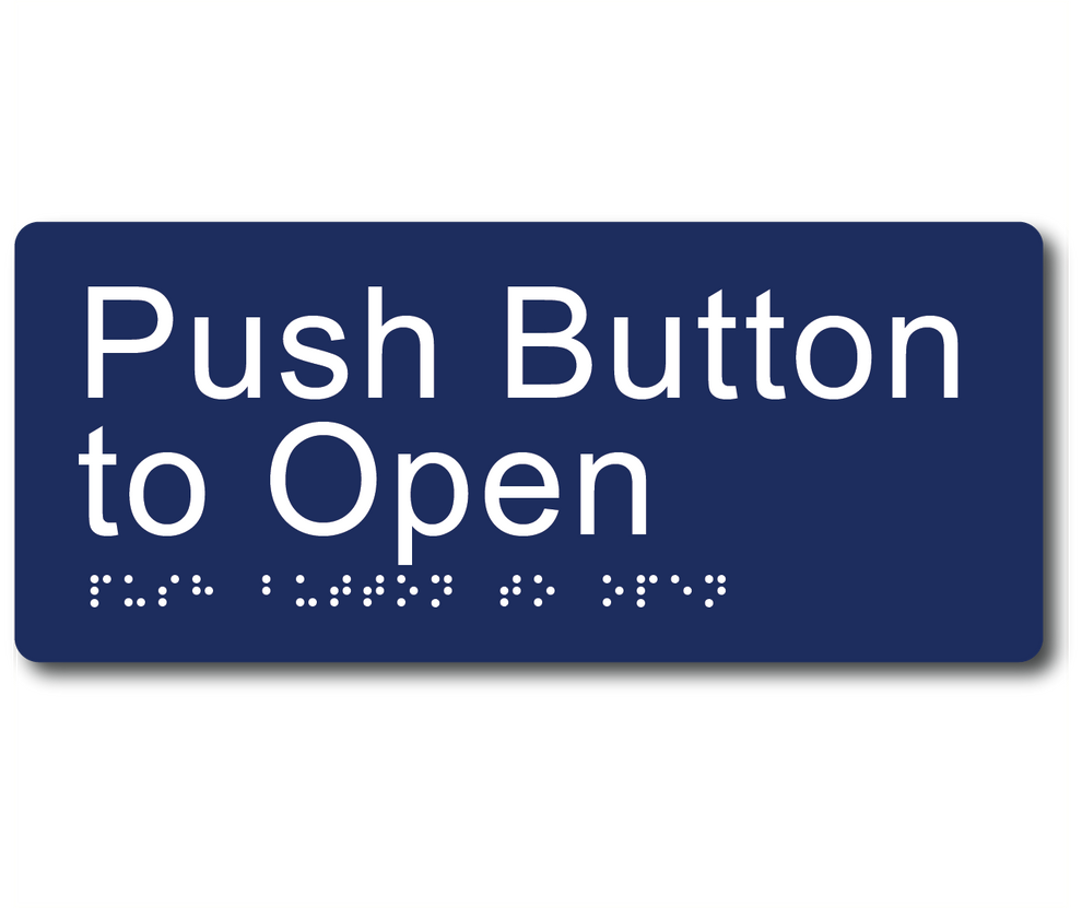 Braille Push Button to Open Sign - Braille Co