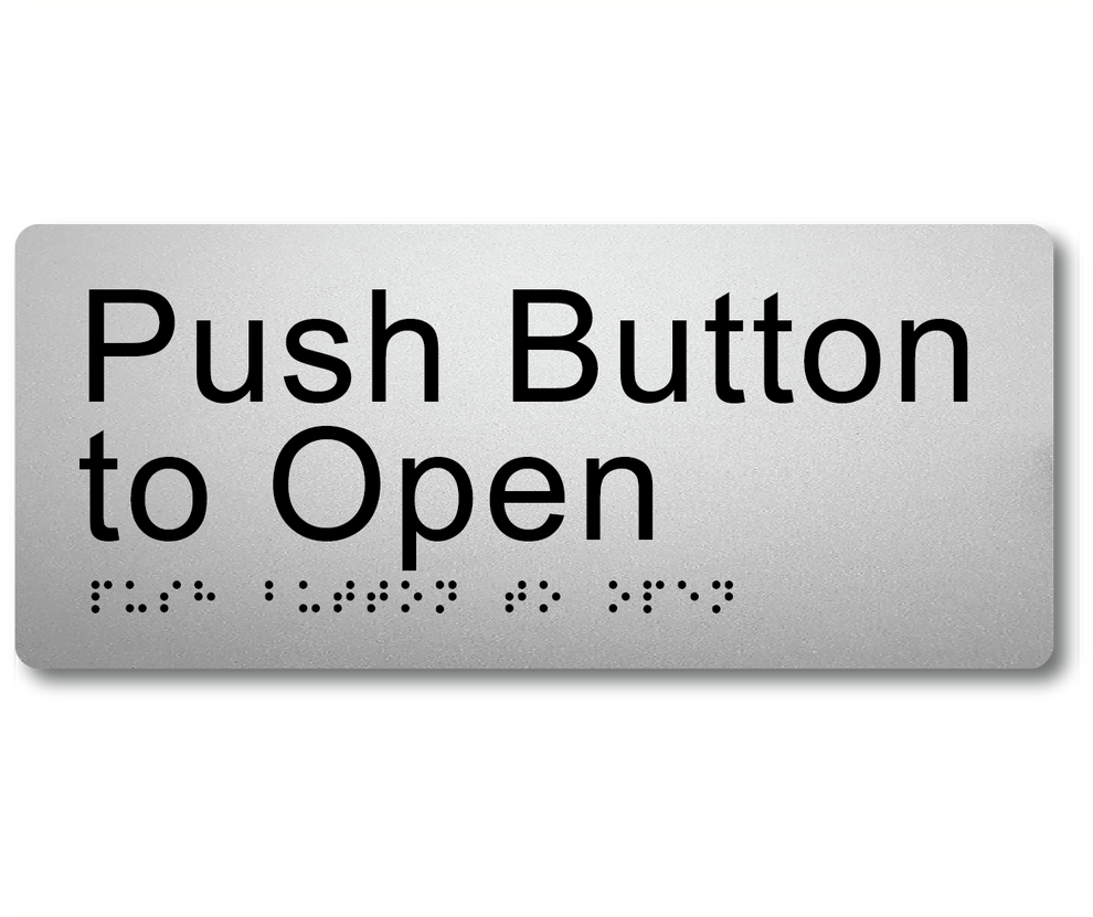 Braille Push Button to Open Sign - Braille Co