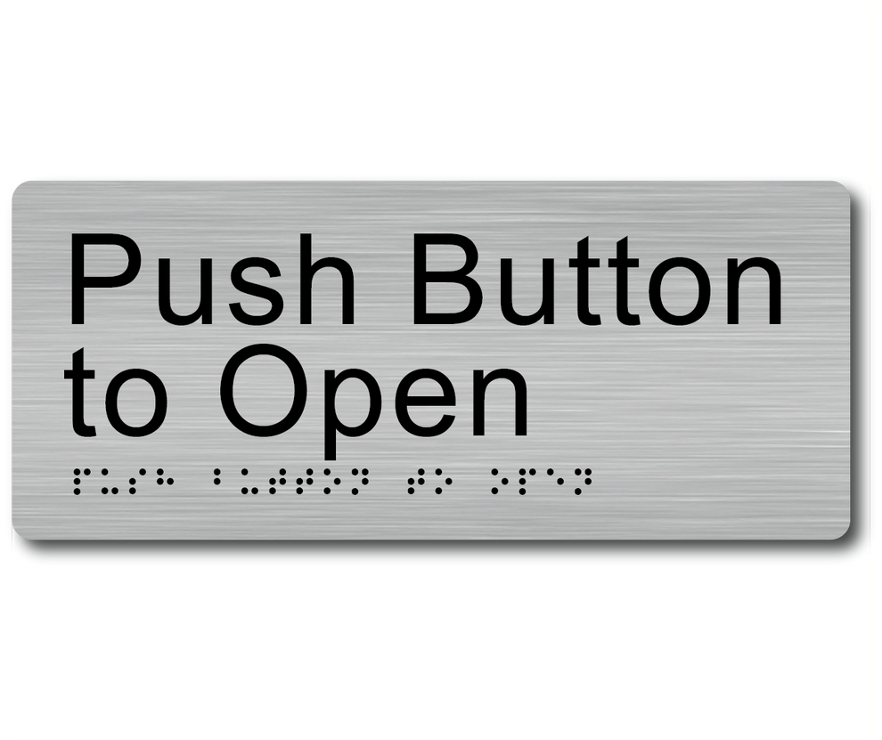 Braille Push Button to Open Sign - Braille Co