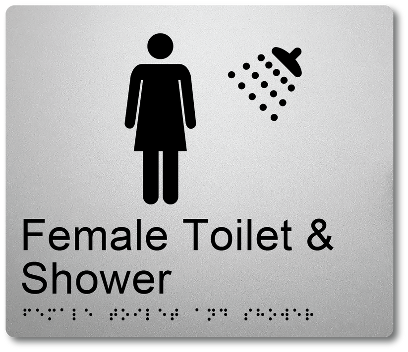 Braille Female Toilet & Shower Sign - Braille Co